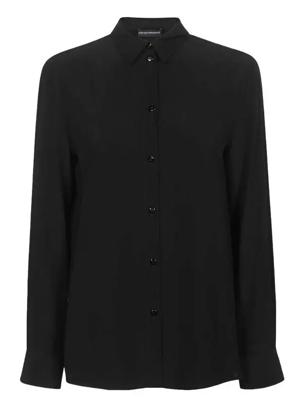 Emporio Armani Pleated Back Crêpe-de-chine Shirt - Black