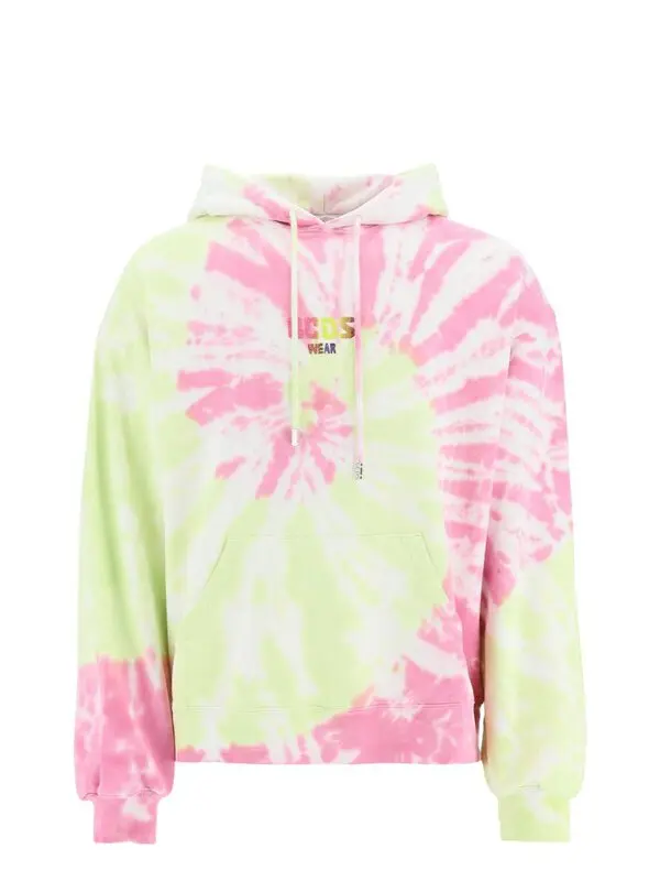 Gcds Logo Printed Tie-dye Hoodie - Pink