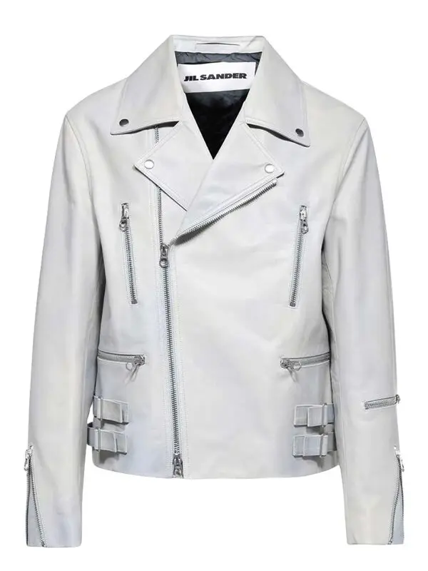 JIL SANDER Eldorado Zip Biker Jacket - White