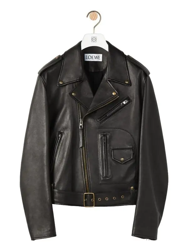 Loewe Zip-up Leather Biker Jacket - Black