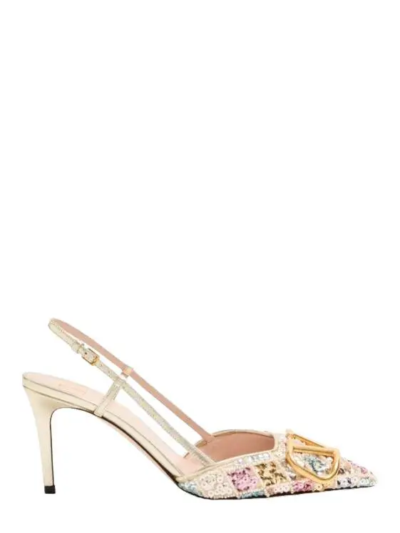 Valentino Garavani Vlogo Signature Slingback Décolleté With Rhombelle Embroidery - Nude