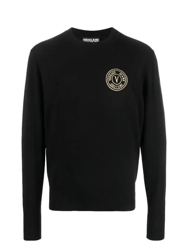 Versace Embroidered Crewneck Jumper - Black
