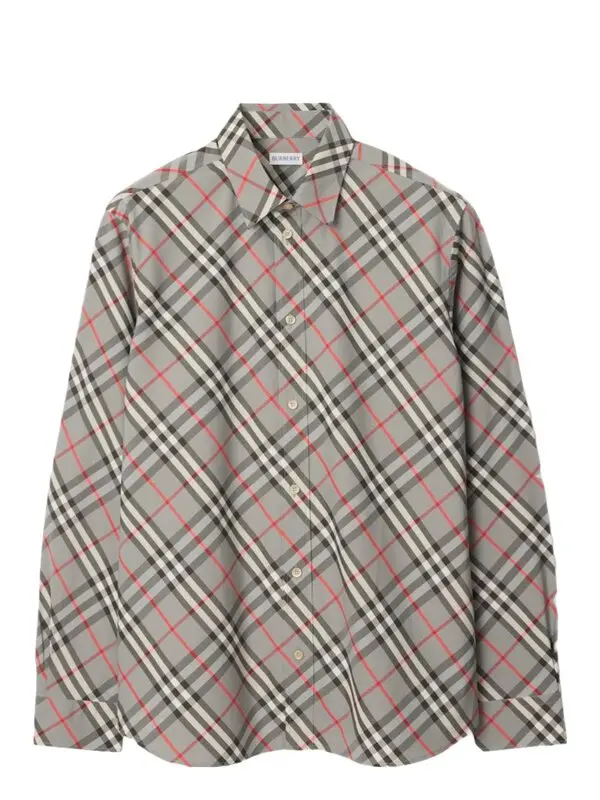 Burberry Long Sleeved Checked Shirt - Gray
