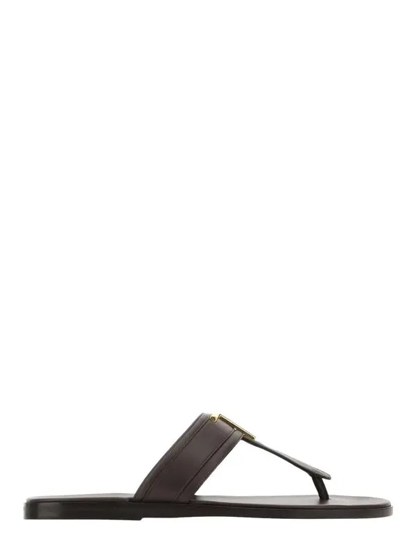 TOM FORD Logo-plaque Flat Slides - Black