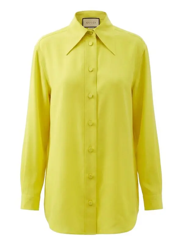 Gucci Long Sleeve Shirt With Lapel Detail - Yellow