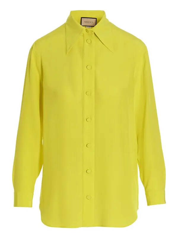 Gucci Long Sleeve Shirt With Lapel Detail - Yellow