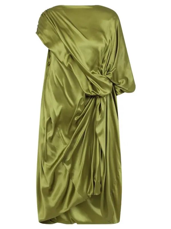 Dries Van Noten Draped One-shoulder Maxi Dress - Olive