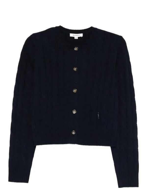 SPORTY  RICH Sporty & Rich Cable Knit Buttoned Cardigan - Black