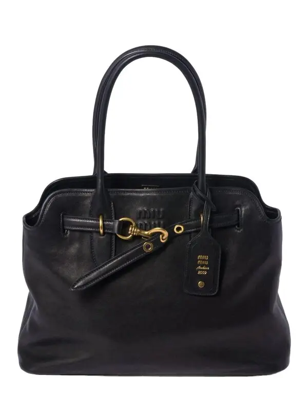 Miu Miu Logo Tote Bag - Black