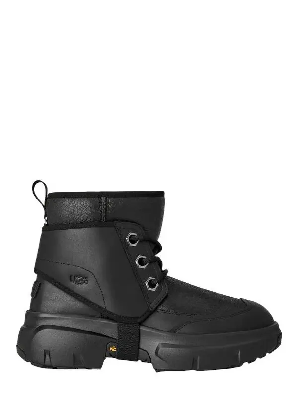 UGG Round Toe Platform Ankle Boots With Pull-tab Detail - Black