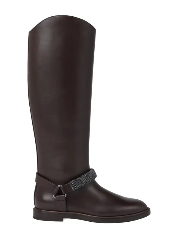 Brunello Cucinelli Knee-high Monile Boots - Brown