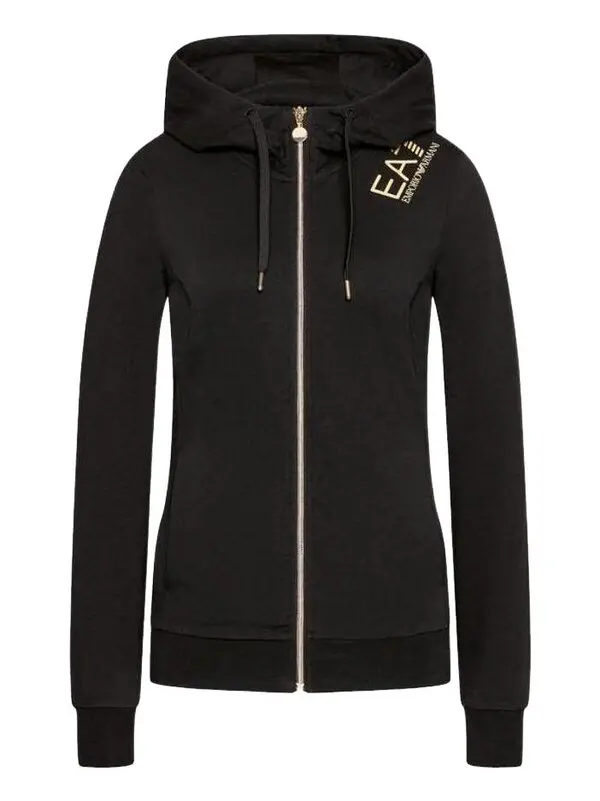 Emporio Armani Logo Zip-up Hooded Jacket - Black
