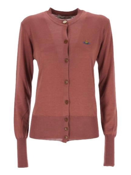 VIVIENNE WESTWOOD Logo Embroidered Knitted Cardigan - Brown