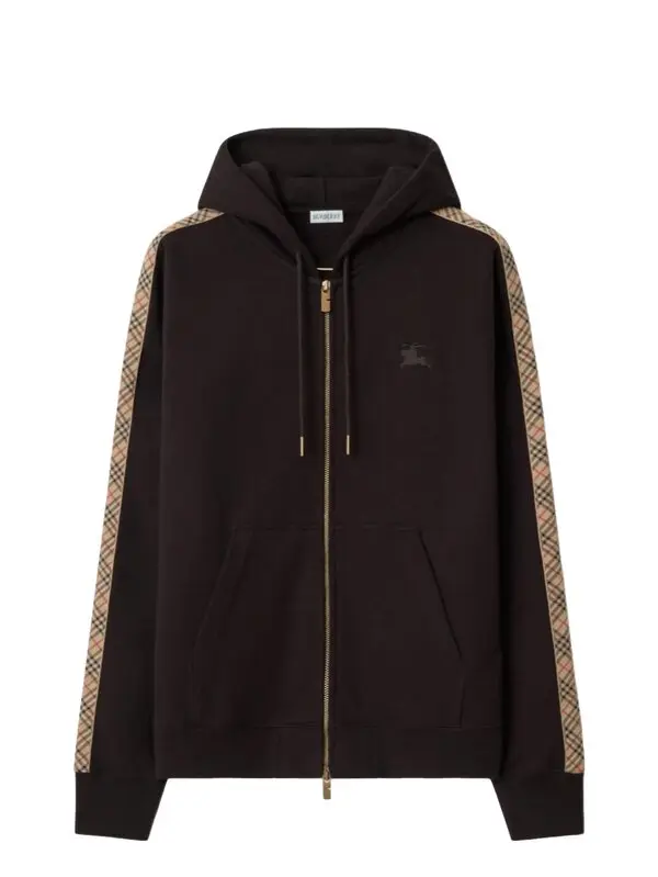 Burberry Check-trimmed Zip Hoodie - Lilac Brown