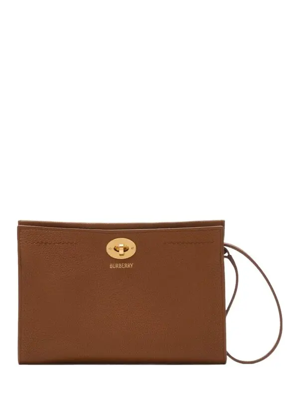 Burberry Logo Printed Twist-lock Crossbody Bag - Hazelnut Brown