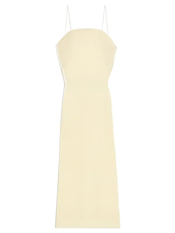 Jacquemus La Robe Carino Midi Dress With Spaghetti Straps And Slit Hem - Light Yellow