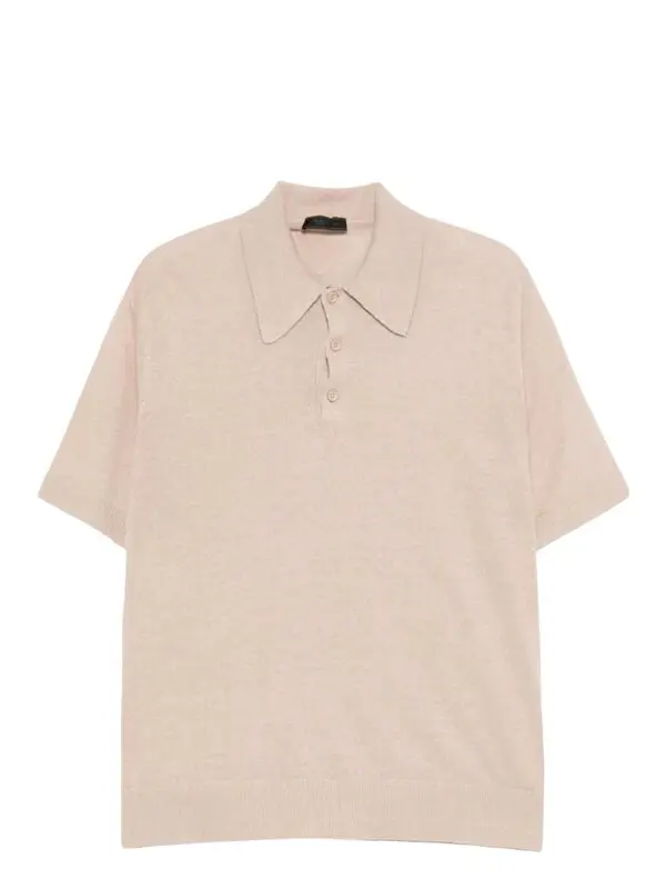 Prada Short-sleeved Knitted Polo Shirt - Oatmeal