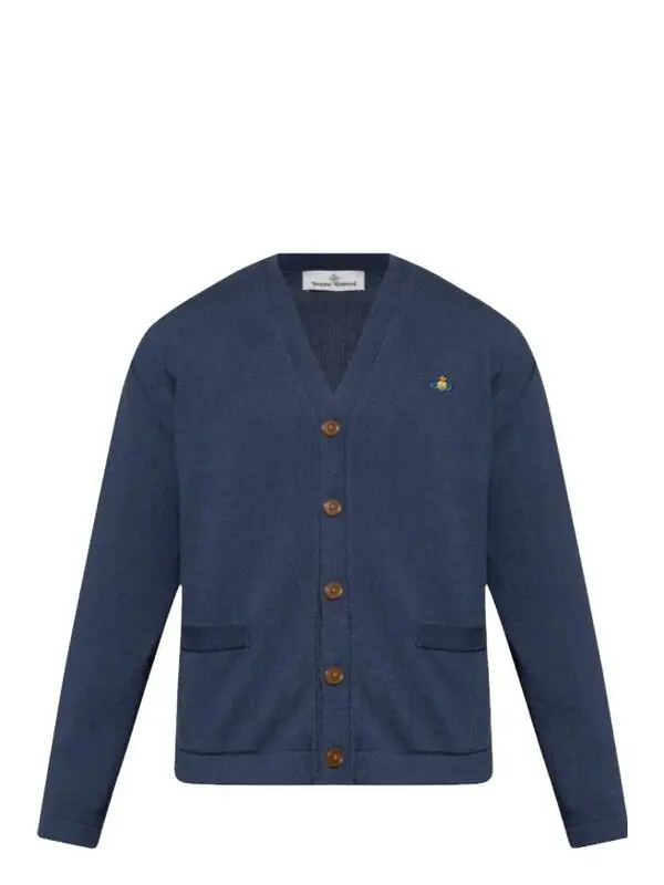 VIVIENNE WESTWOOD Orb Embroidered Buttoned Cardigan - Blue