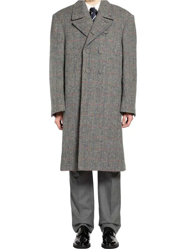 Thom Browne Checked Double-breasted Coat - Dark Gray