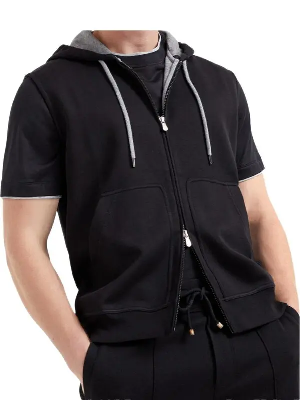 Brunello Cucinelli Sleeveless Drawstring Hoodie - Black