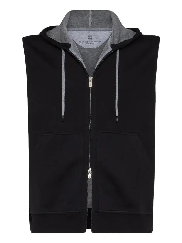 Brunello Cucinelli Sleeveless Drawstring Hoodie - Black