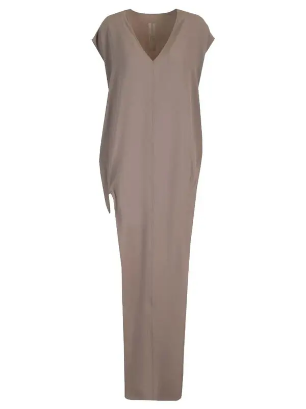 Rick Owens V-neck Maxi Dress With Slit - Gray