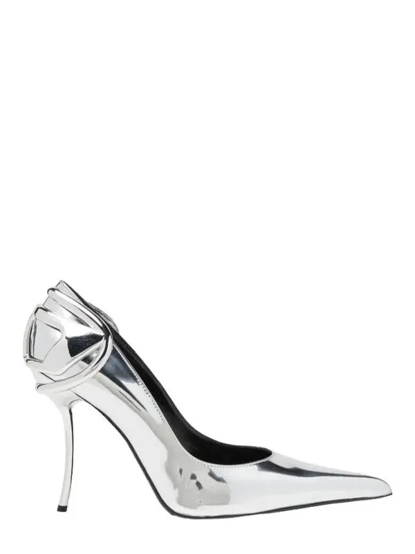 DIESEL® 90mm Pointed Slingback Pumps With Metal Detailing - Silver