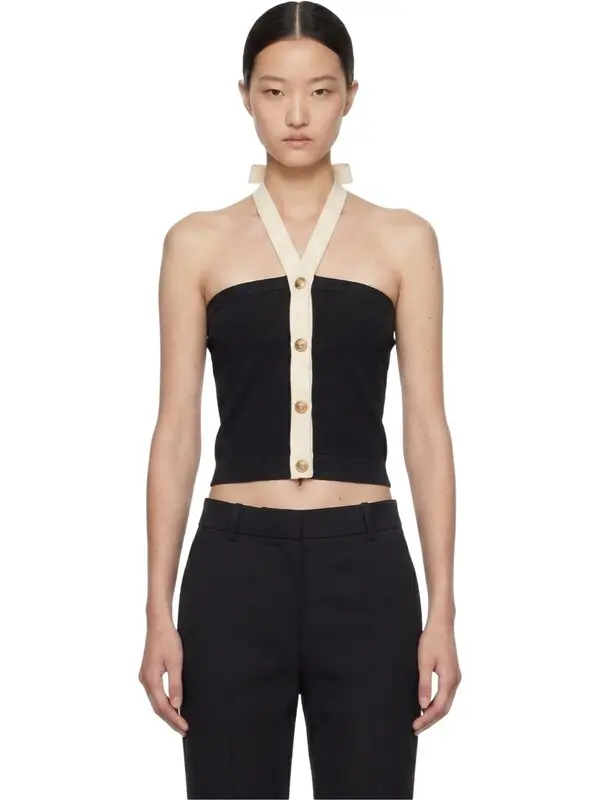 Marissa Chiara Halter Neck Tube Top With Contrast Trim - Whiteblack
