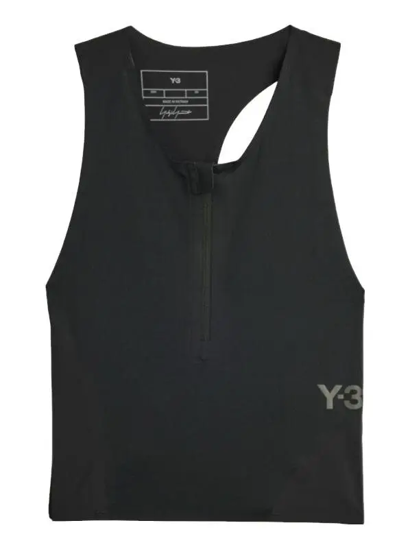Y3 Cropped Logo Running Top - Black