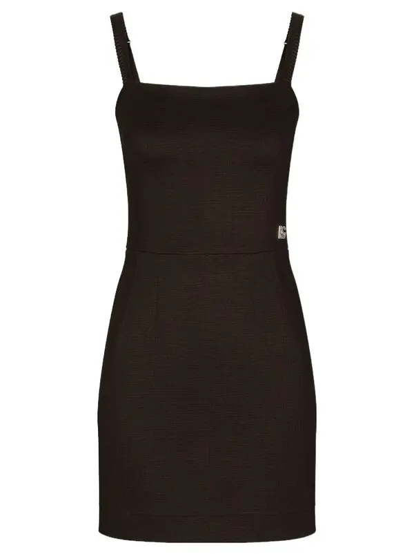 Dolce & Gabbana Logo Plaque Sleeveless Mini Dress - Black
