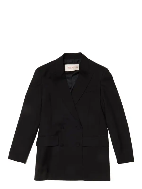 Valentino Garavani Double-breasted Long-sleeved Blazer - Black