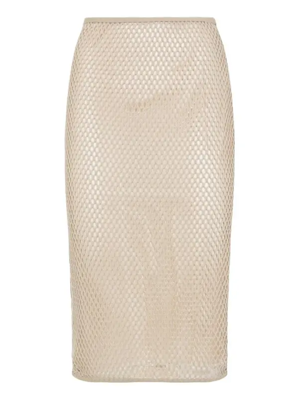 Prada Crochet Midi Knitted Skirt - Rope Ash
