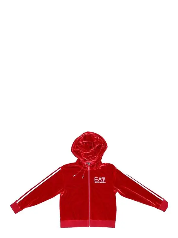 Emporio Armani Velour Hooded Zip Jacket - Red