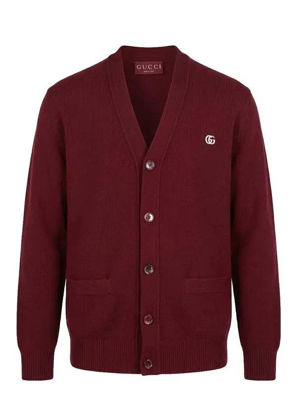 Gucci V-neck Long-sleeve Cardigan With Patch Pockets - Brown