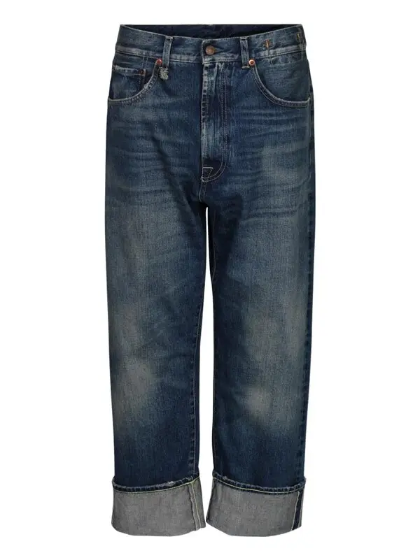 R13 Straight Leg Cuffed Jeans - Blue