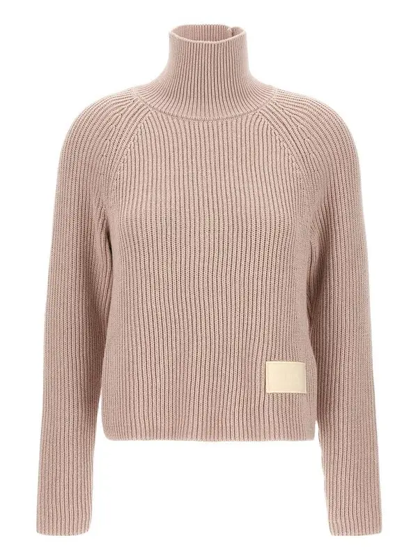 Ami Mock Neck Ribbed Jumper - Nude