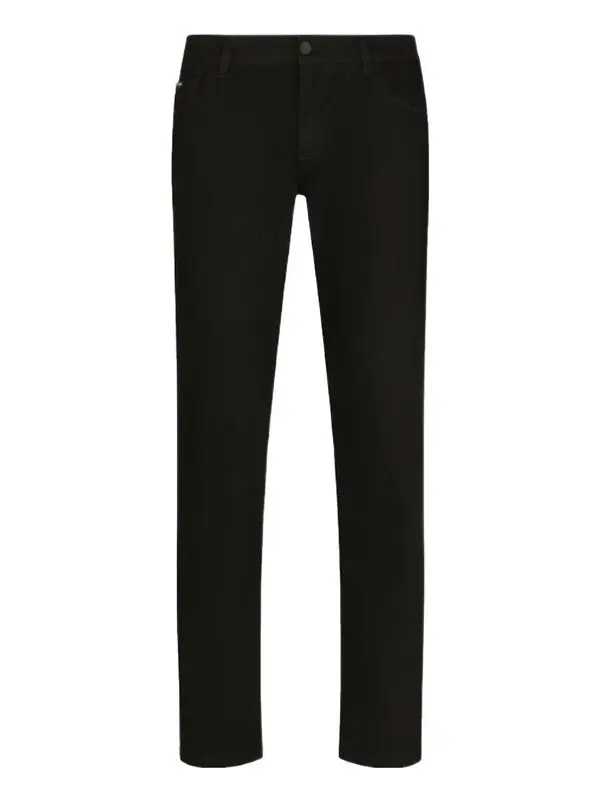 Dolce & Gabbana Logo-patch Slim-fit Jeans - Black