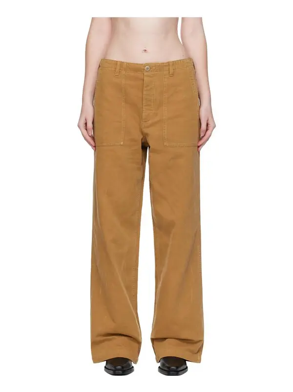 R13 Wide-leg Cargo Twill Trousers - Yellow-brown
