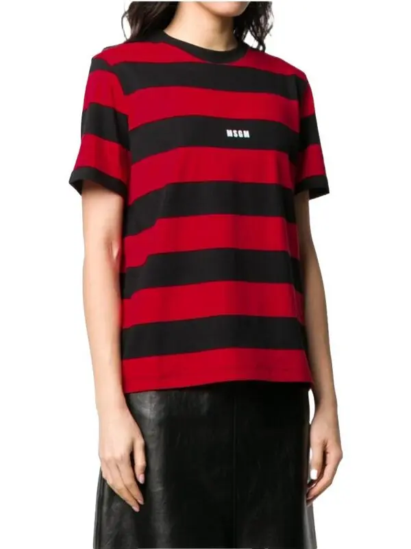 MSGM Striped Logo Print T-shirt - Black