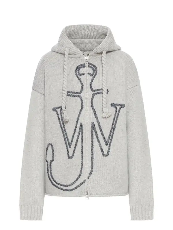 J.W.ANDERSON Wool Anchor-embroidery Hoodie - White