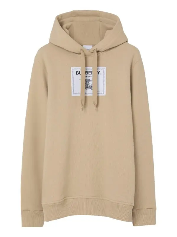 Burberry Logo Patch Drawstring Hoodie - Nude