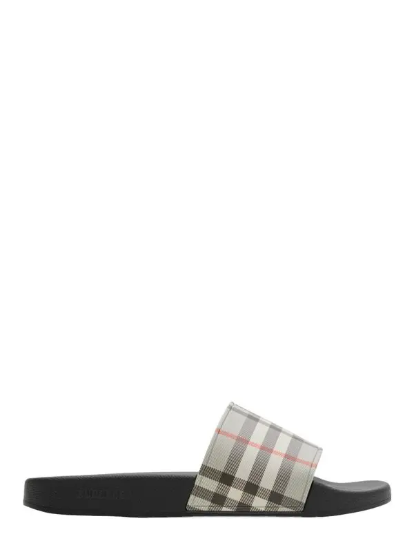 Burberry Checked Slip-on Slides - Safari