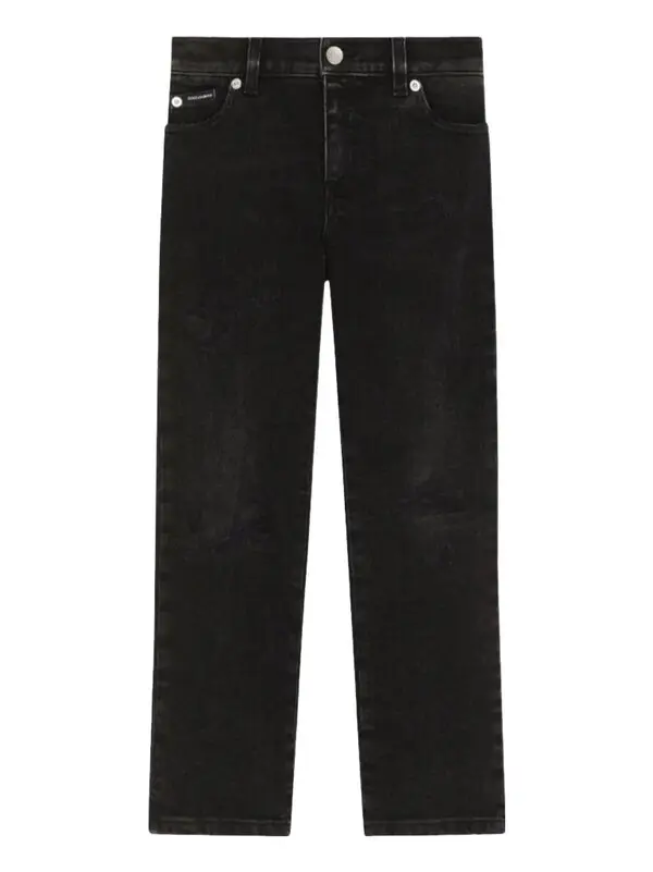 Dolce & Gabbana Graffiti Print Straight Leg Jeans - Black