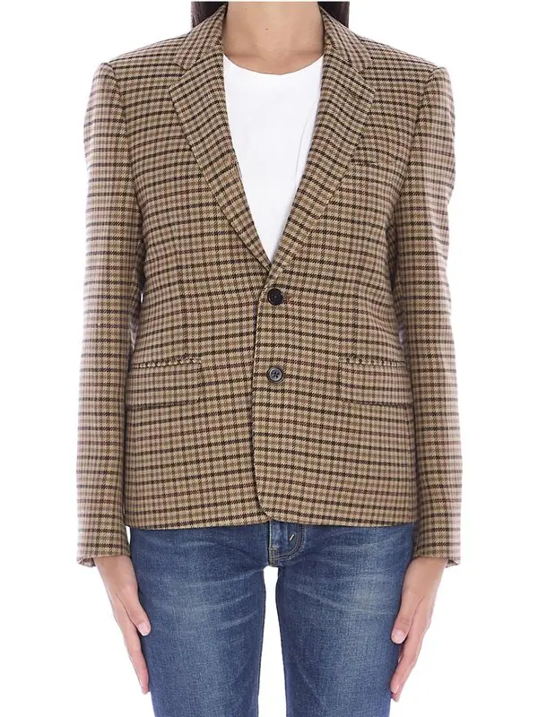 Celine Campbell Jacket In Checked Wool - Nude