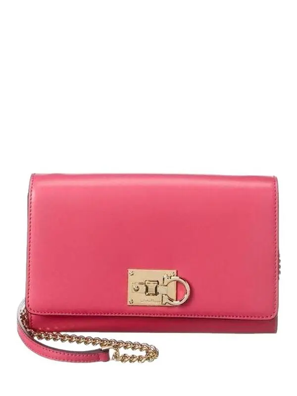 FERRAGAMO Metal Snap Shoulder Bag - Red