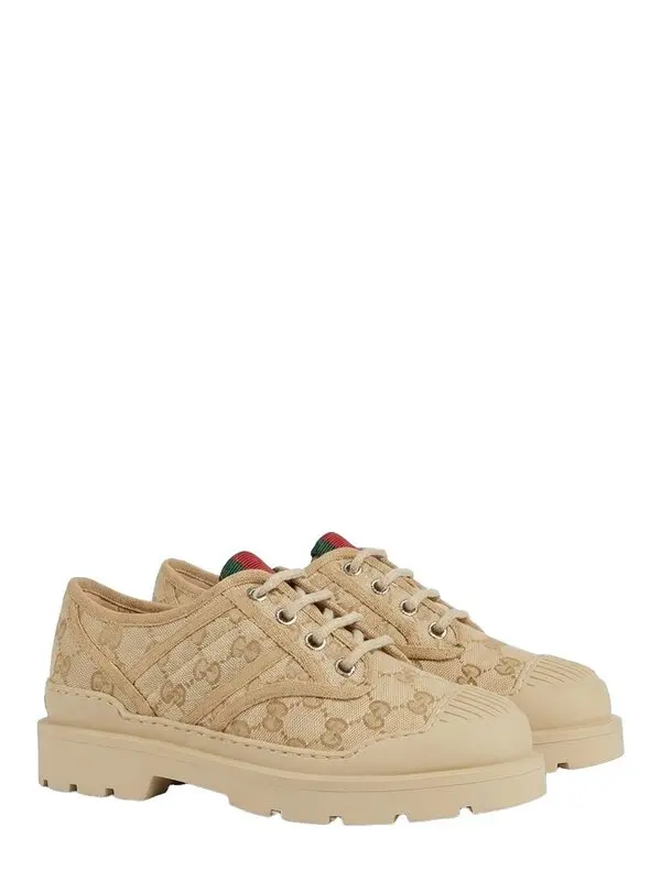 Gucci Original Gg Canvas Lace-up Shoes - Beige And Dark Brown