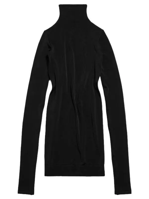 Balenciaga High Collar Long Sleeve Mini Dress - Black