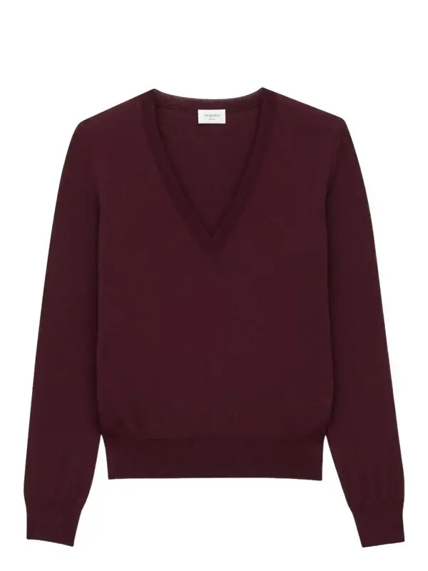 Saint Laurent V-neck Loose-fit Jumper - Bordeaux
