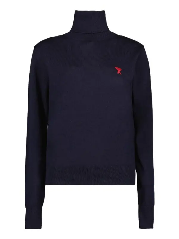 Ami De Coeur High Neck Knitted Jumper - Blue