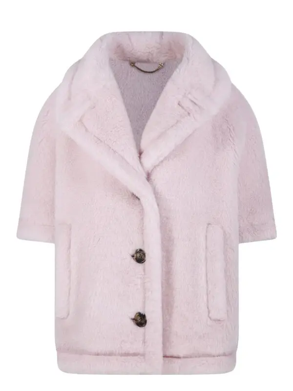 Max Mara Teddy-texture Buttoned Cape - Pink